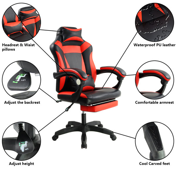 Inbox Zero Ergonomic Gaming Chair for E-Sport Computer PC & Racing Game ...