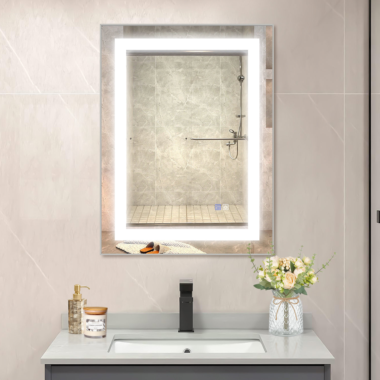 Ivy Bronx Gilvira 24 in. W x 32 in. H Framed Rectangular LED Light ...