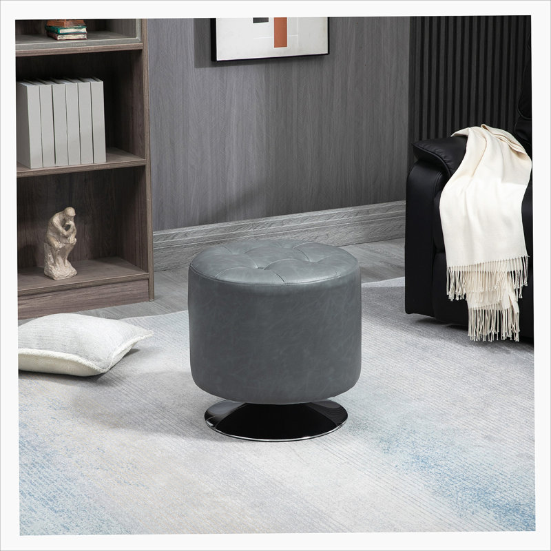 Ivy Bronx 360° Swivel Foot Stool Round Ottoman with Thick Sponge ...