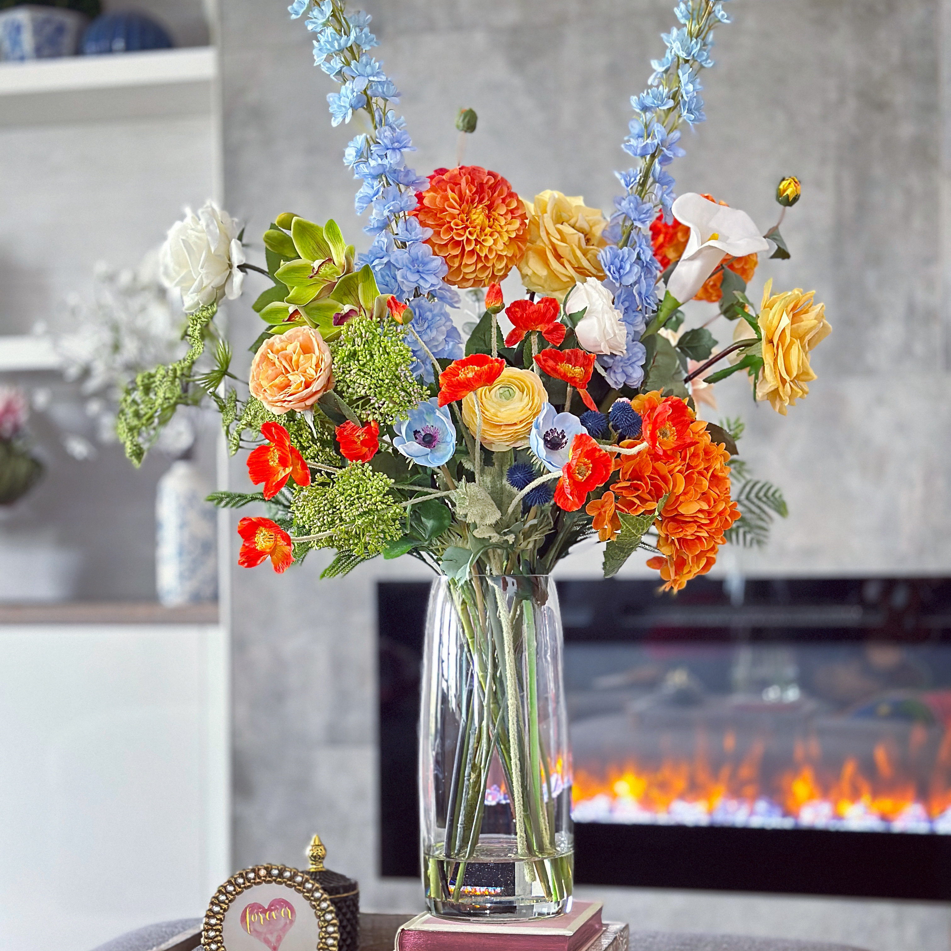 Primrue Real Touch Spring Garden Artificial Floral Arrangement In Glass ...