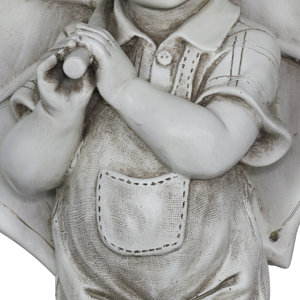 Exhart Solar Boy with Umbrella Statue, 19 Inch "& Reviews" | Wayfair