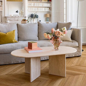 Galerie Centrale Picture color Stone Oval Coffee Table | Wayfair