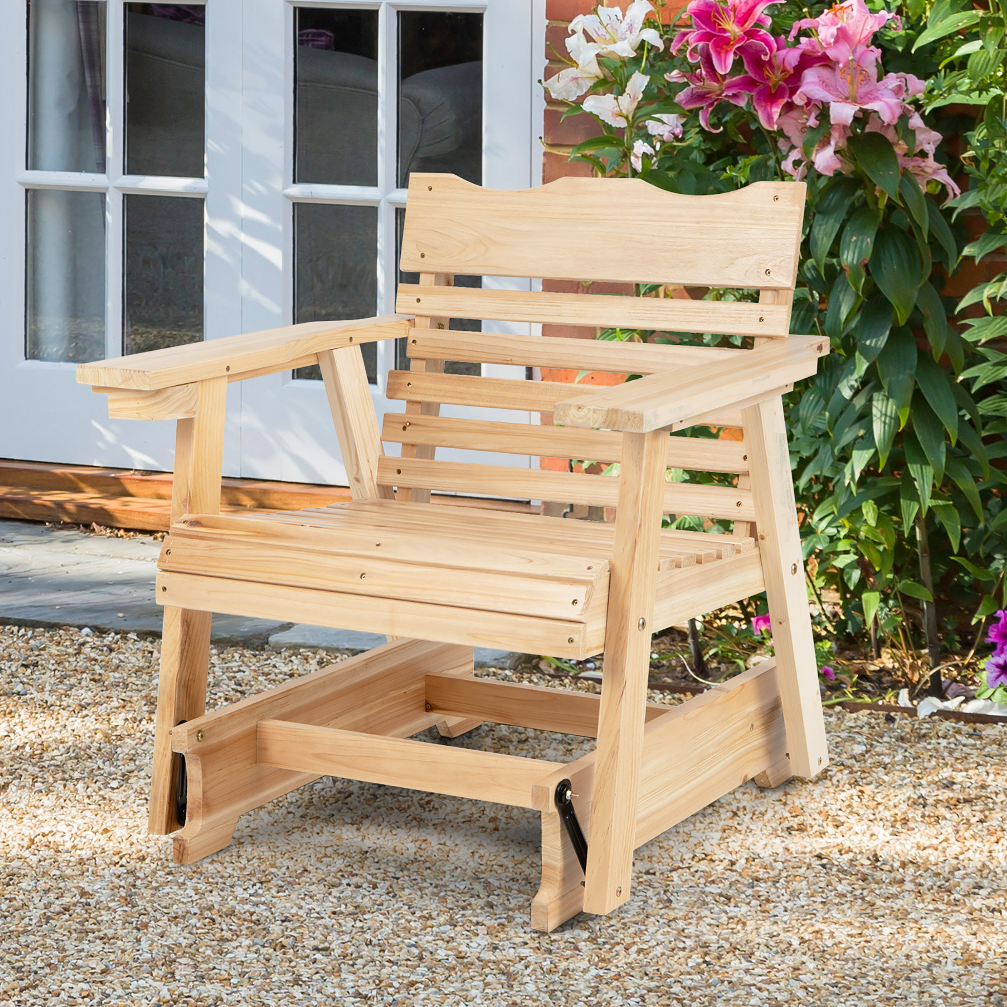 Millwood Pines Outdoor Aamanah Rocking Solid Wood Chair | Wayfair