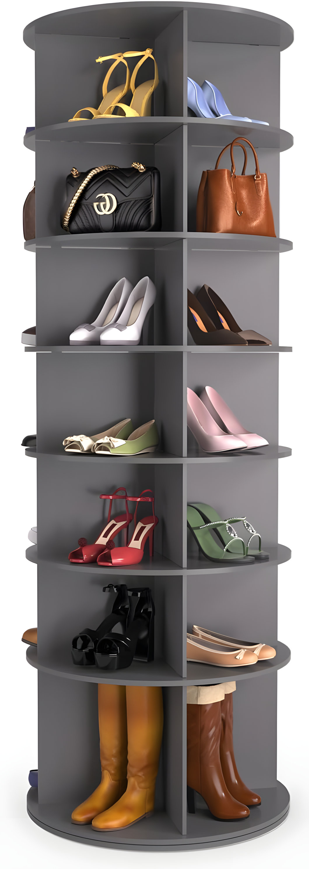 ERTCHUE RIED 7-Tier 360° Rotating Shoe Rack Tower With 8 Display Stands ...