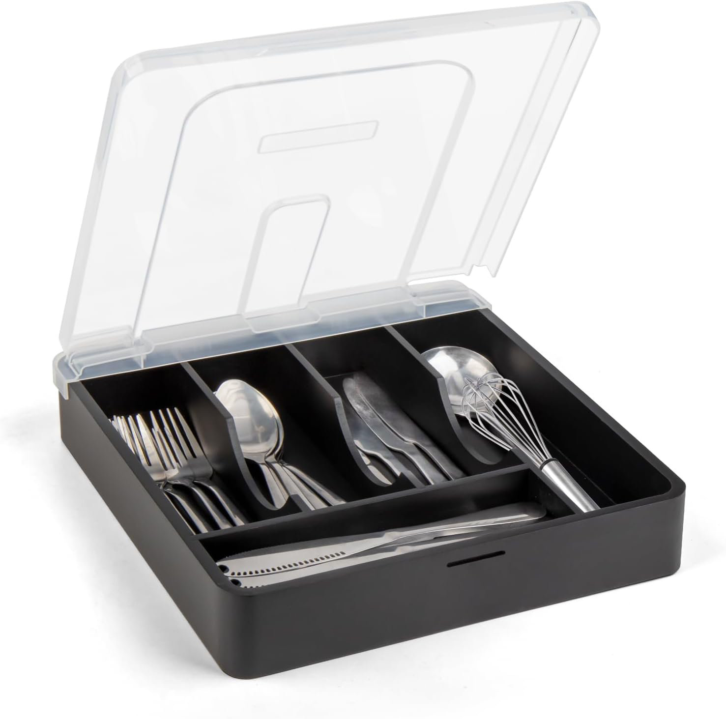 Loon Peak Utensil Holder For Countertop With Lid, Plastic Silverware ...
