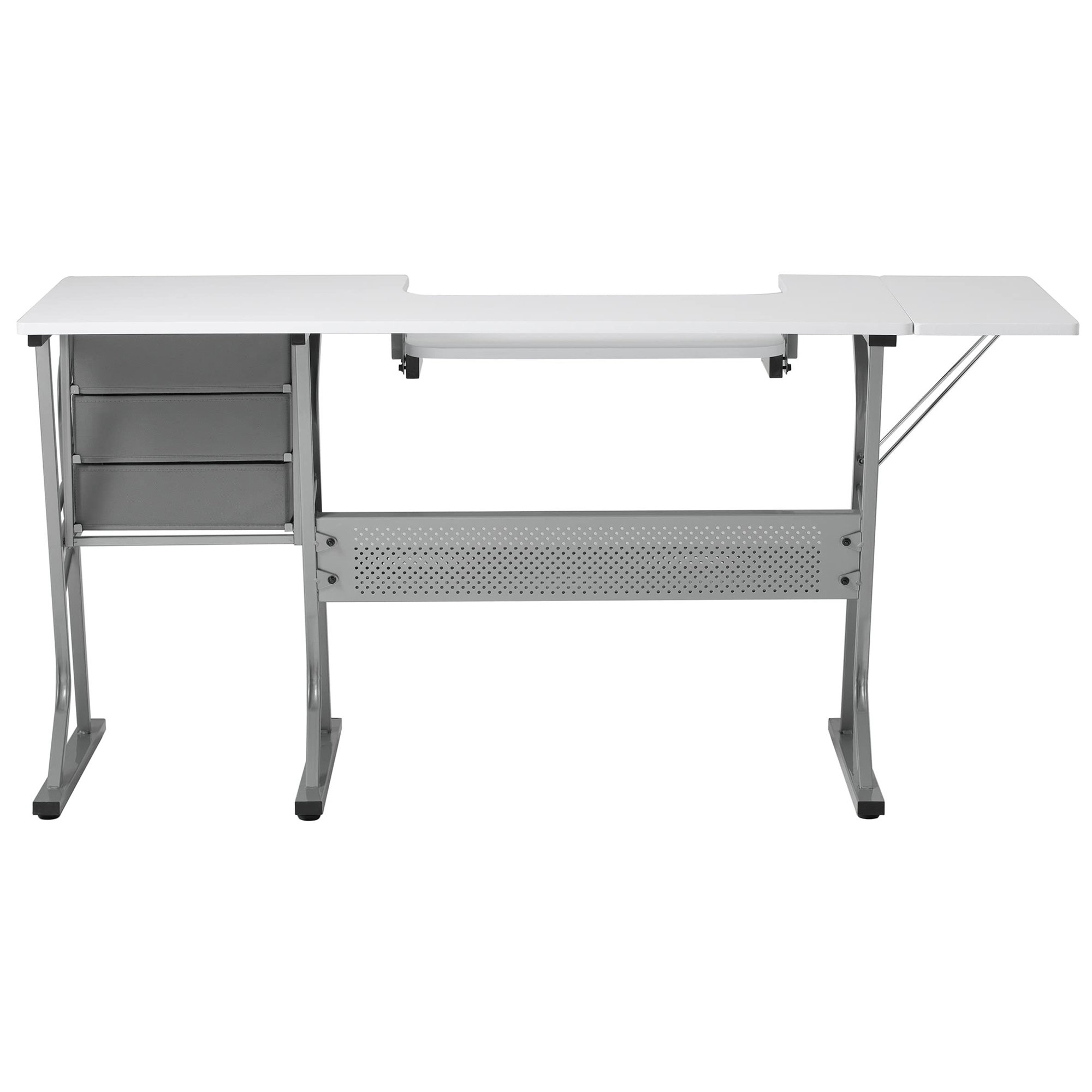 Mango Steam White Sewing Table with Grey Storage Drawers and Large ...