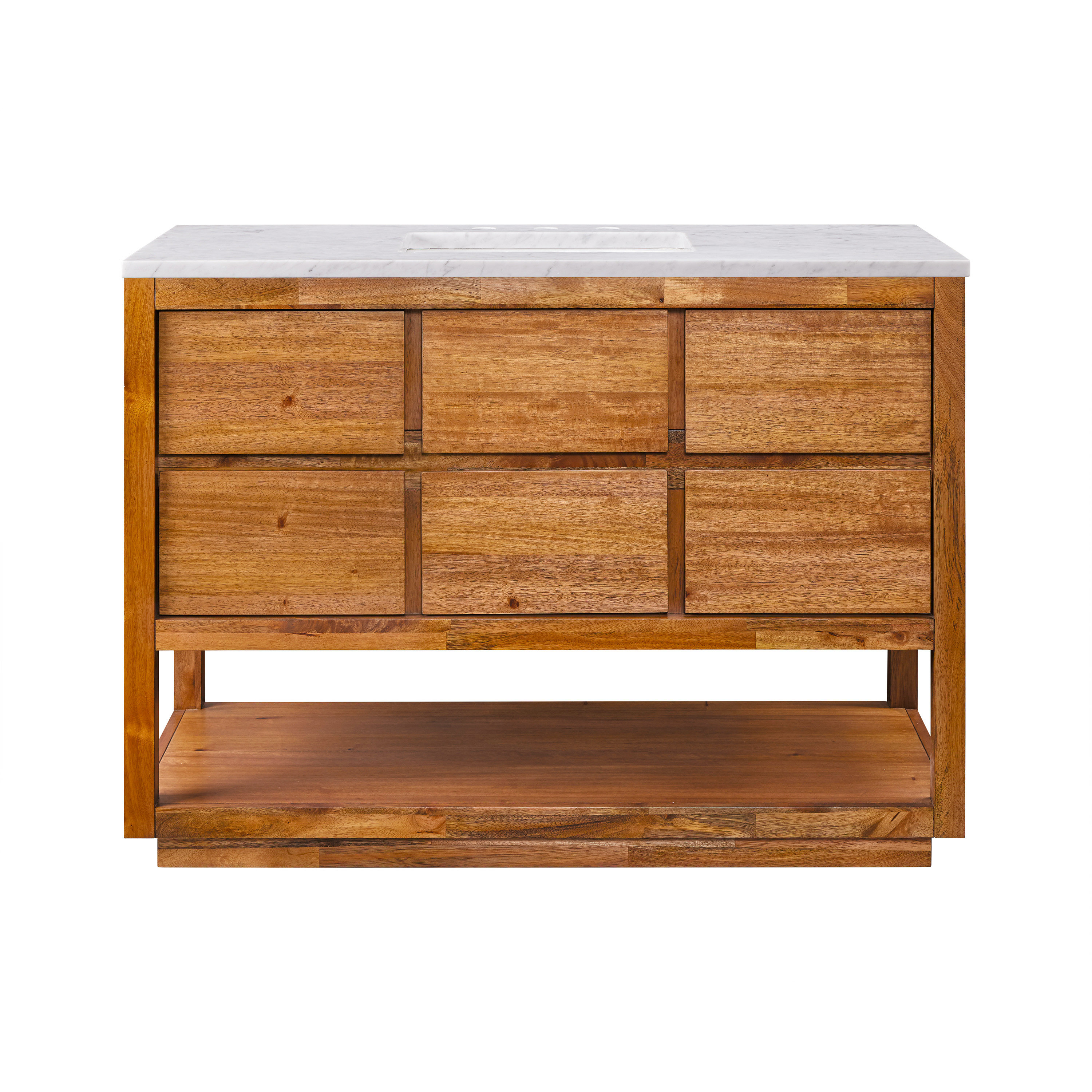Birch Lane™ Tessa 48 In. Mango Wood Carrara White Marble Countertop ...