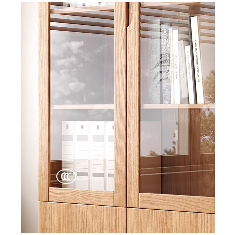 Parttlion Solid wood bookcase with glass locker | Wayfair