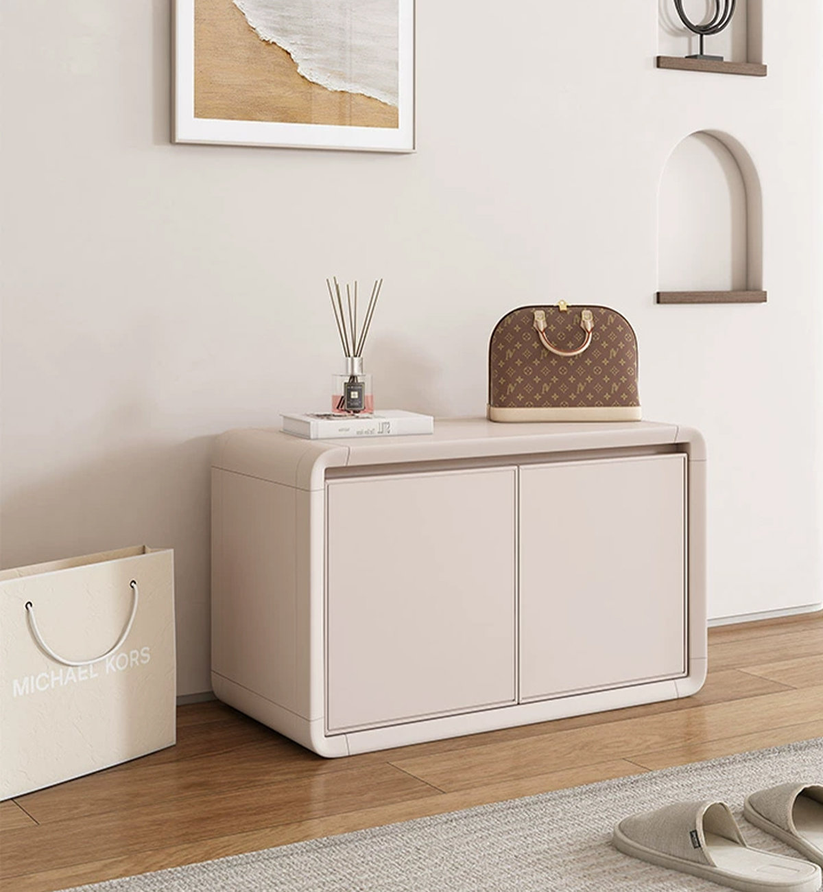Ebern Designs Creamy Style Aluminum Alloy Floor Shoe Storage Bench ...