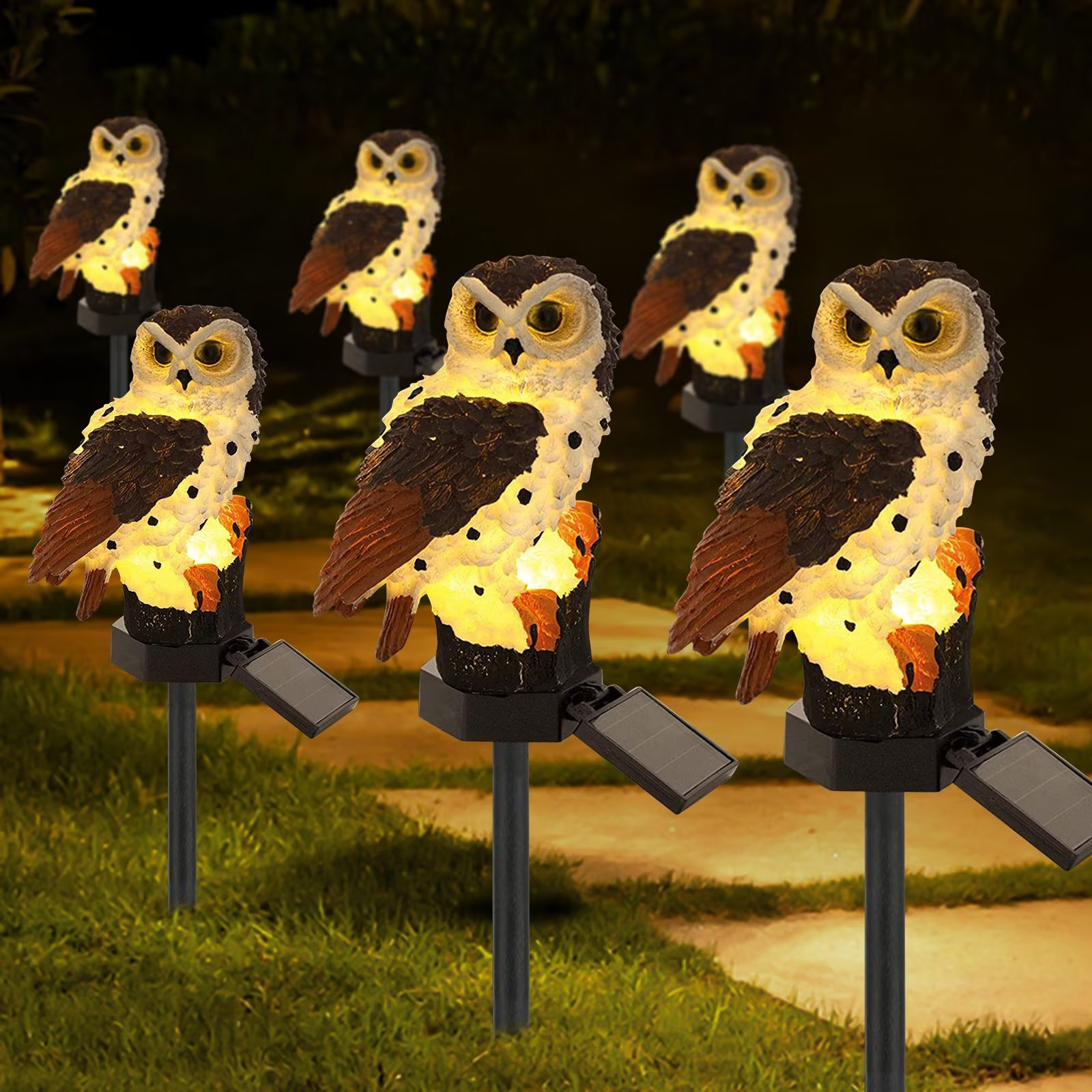 Millwood Pines Kerlin Solar Powered Owl Lights Outdoor Decorations ...