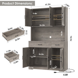 Gracie Oaks 71" H Kitchen Pantry Cabinet & Reviews | Wayfair