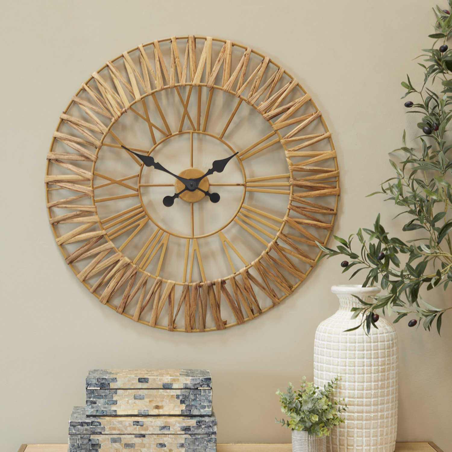 Bay Isle Home™ Datus Cole And Grey Natural Metal Nature Wall Clock ...