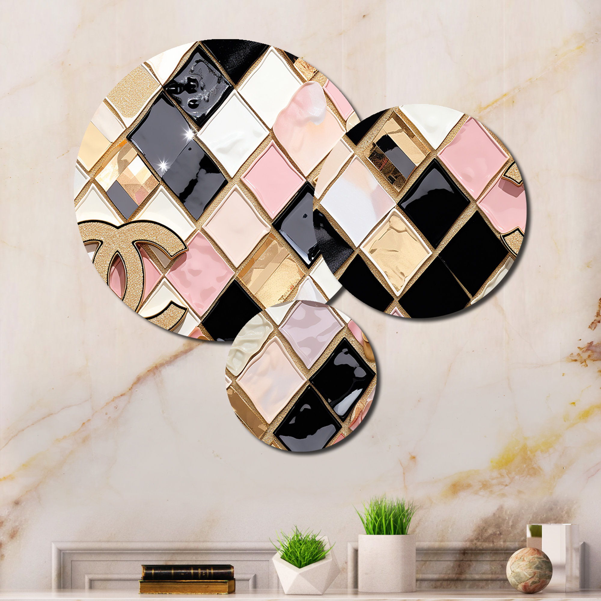 Design Art 3 Fashion Geometric Glam Pattern Wall Decor Set Metal | Wayfair