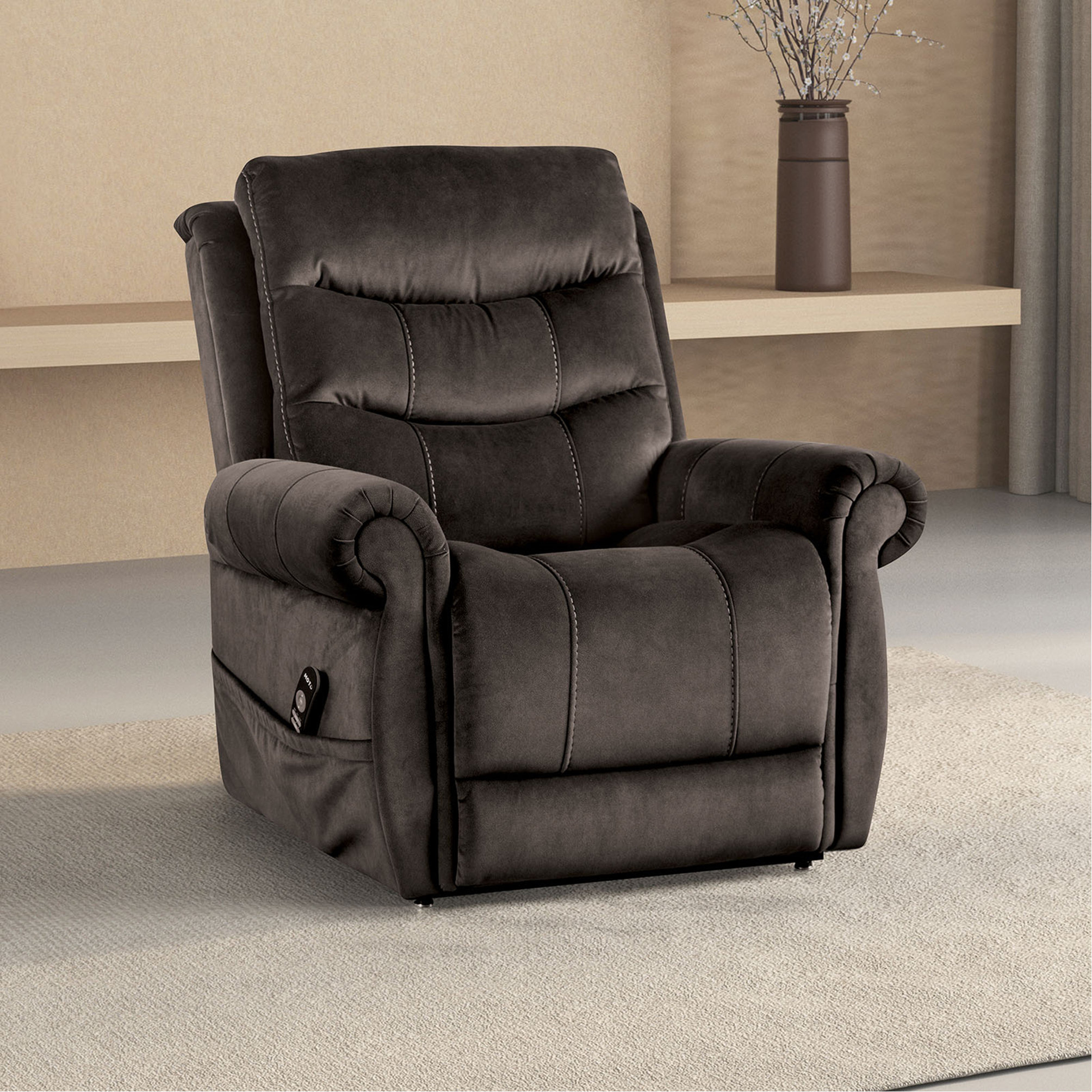 Hokku Designs Transitional Style Dark Grey Finish Lift Chair Steel Seat ...