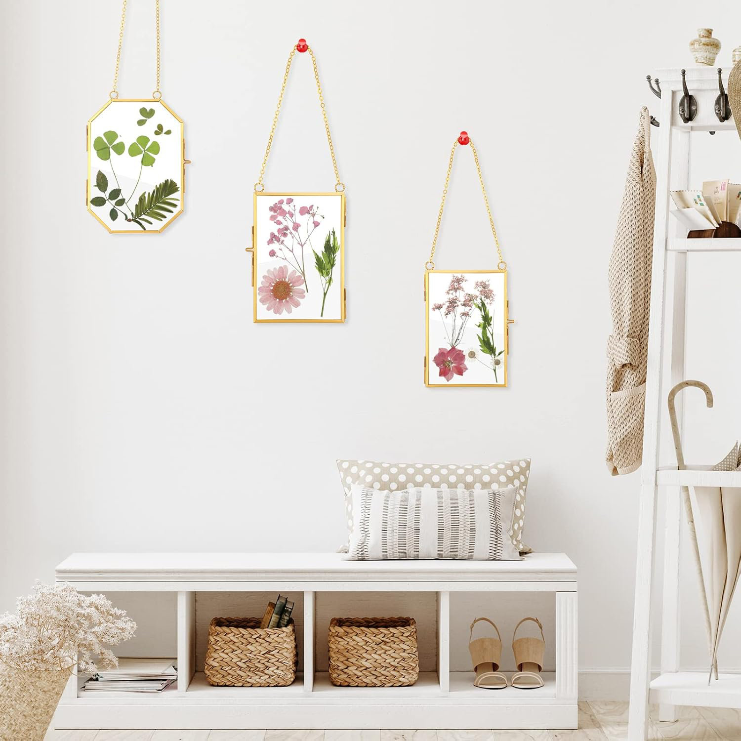 Corrigan Studio® 5 Pcs Glass Frame For DIY Pressed Flowers Art Brass ...