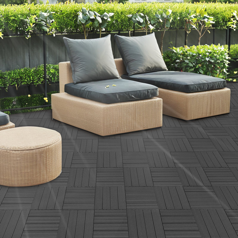 Malsion Homes 12" X 12" Wood Plastic Composite Interlocking Deck Tile ...
