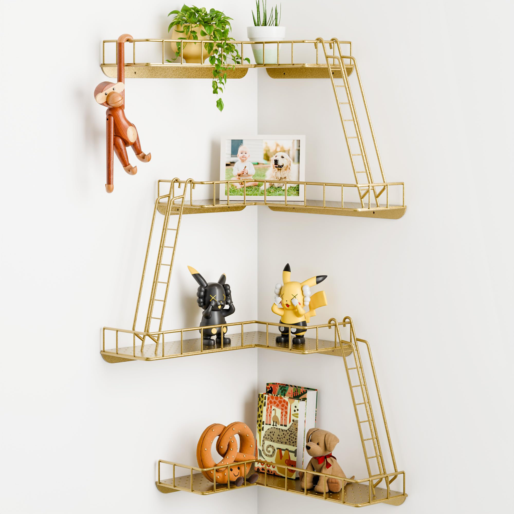 Everly Quinn Fire Escape Wall Shelf, Modern City Style 4-Tier Corner ...