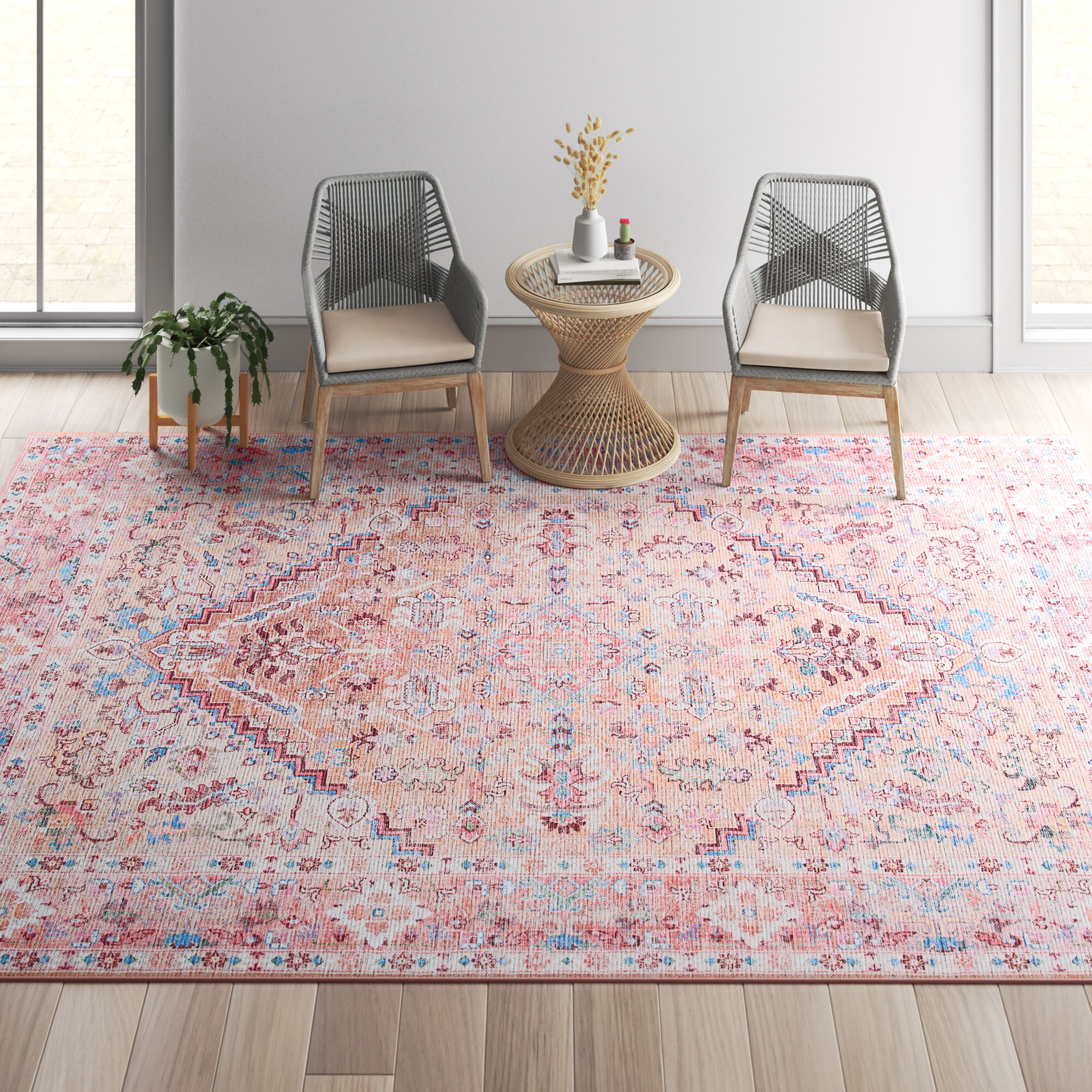 Bungalow Rose Layhill Oriental Beige/Pink/Blue Area Rug & Reviews | Wayfair
