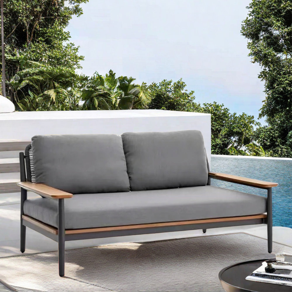 Hokku Designs Telethia 67.32'' Fabric Outdoor Loveseat | Wayfair