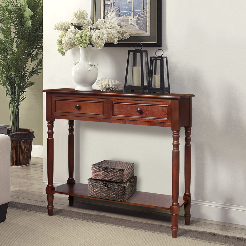August Grove® Console Table With Drawers, Narrow Wood Accent Sofa Table ...