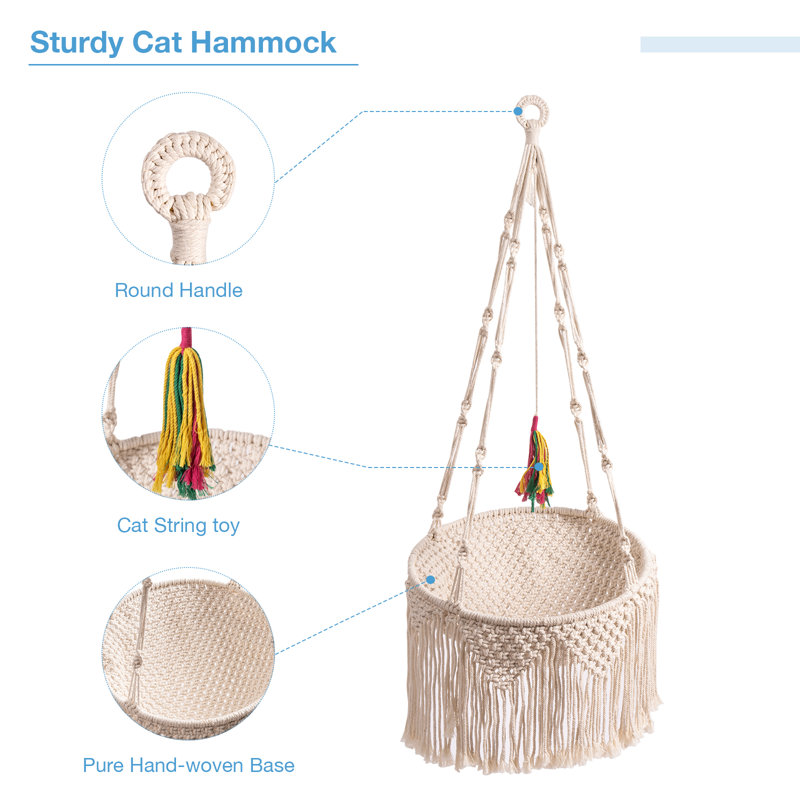Tucker Murphy Pet™ Hanging Cat Hammock Chair Boho Cat Swing Bed ...