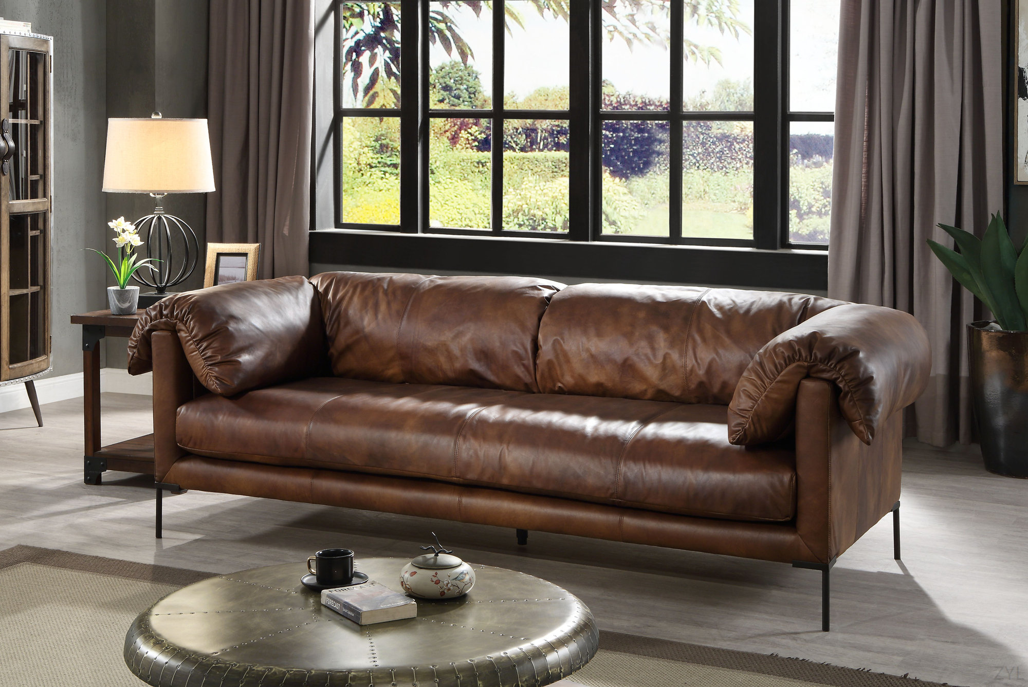 Hokku Designs Jaron Macho Top Grain Leather Sofa | Wayfair