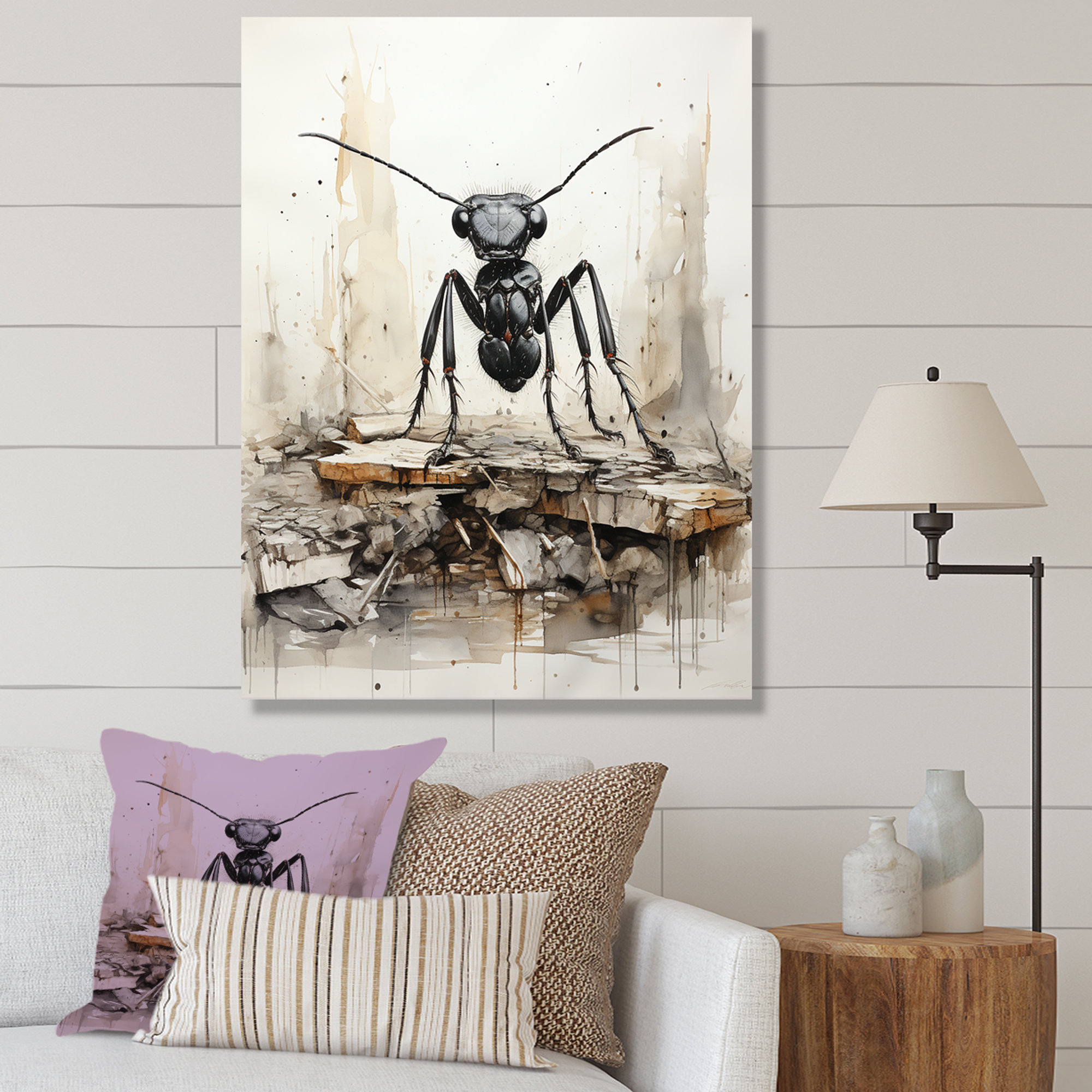 Winston Porter Minimalist March Charcoal Ant - Ant Canvas Wall Art ...