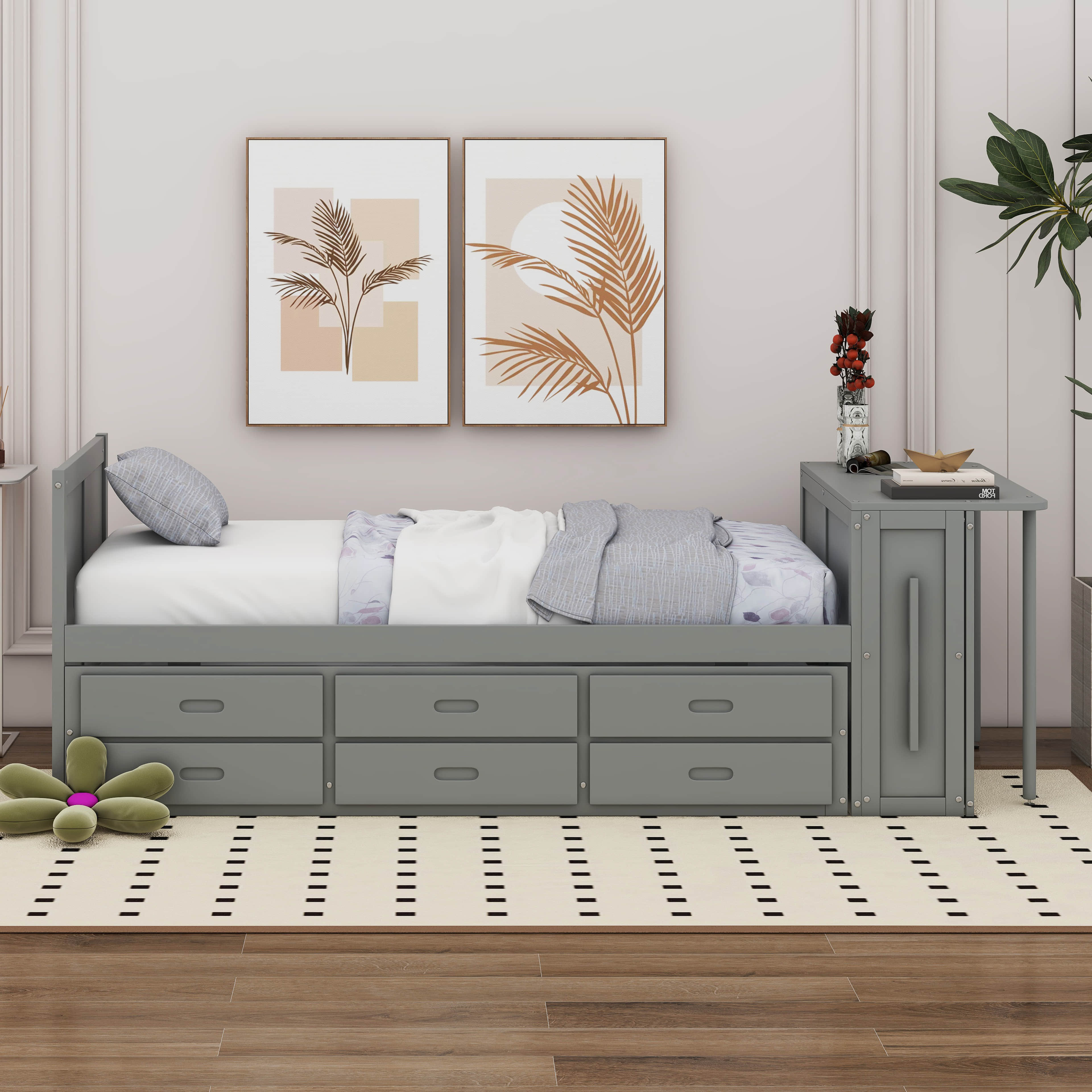 Lark Manor™ Twin Size Multifunctional Wood Platform Bed With Desk And ...