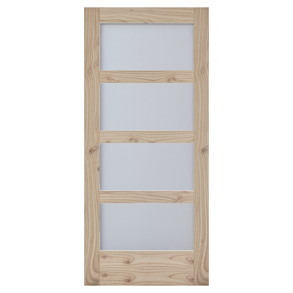JELD-WEN MODA 4-Lite Frosted Glass Unfinished White Cedar Slab Interior ...