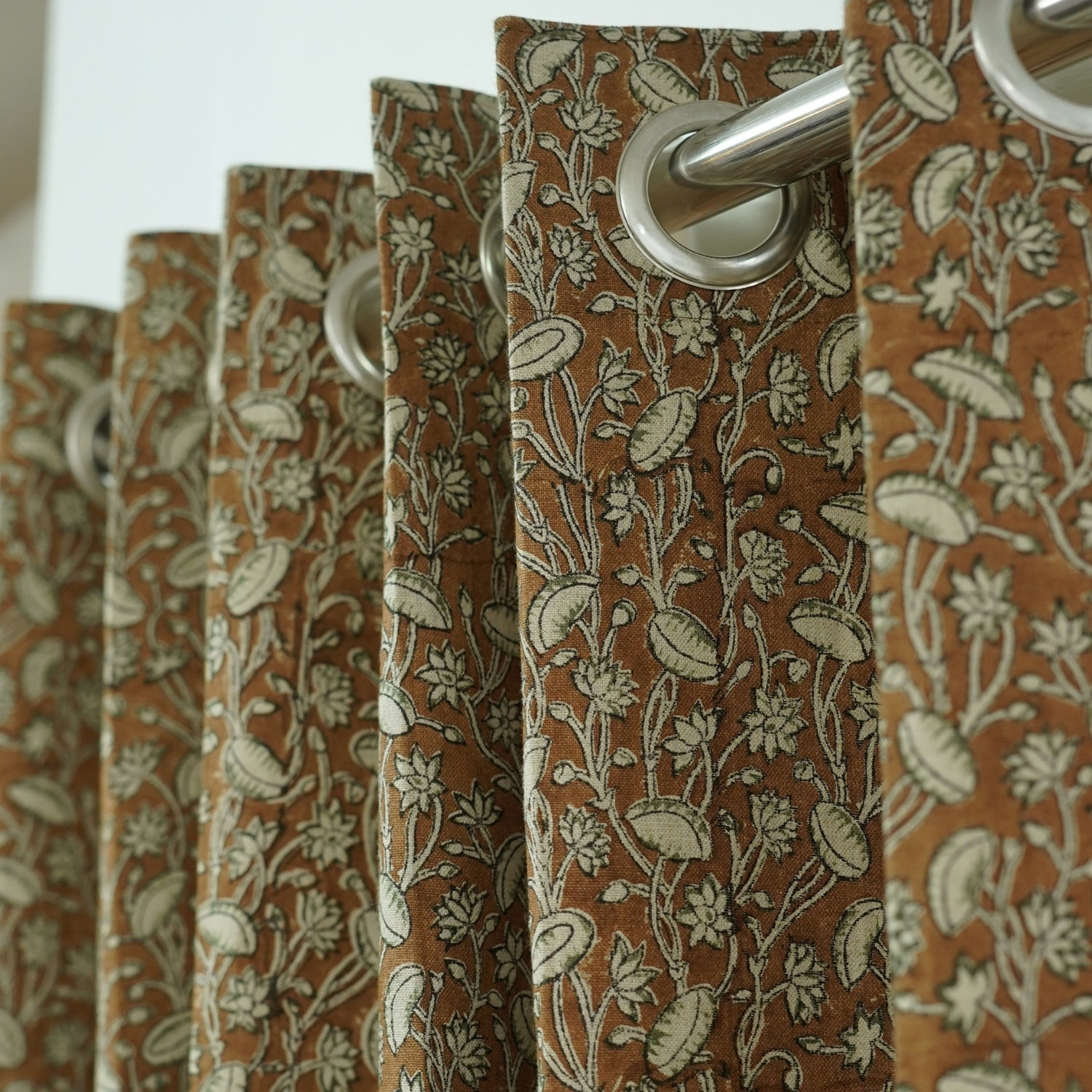 Red Barrel Studio® Artisanal Eyelet Curtain Block Print Drape for ...