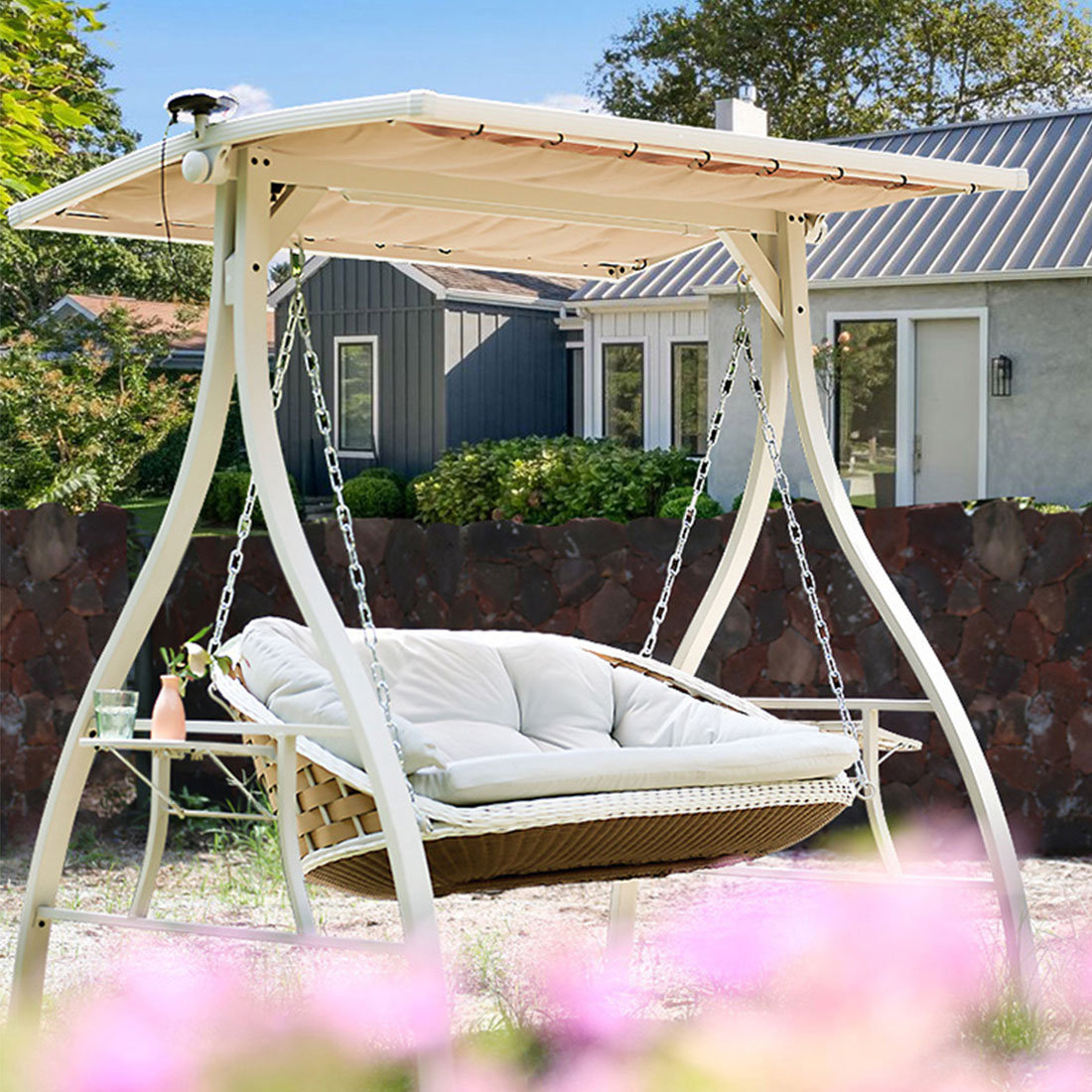 Hokku Designs Malsky 2 Person Porch Swing with Canopy | Wayfair