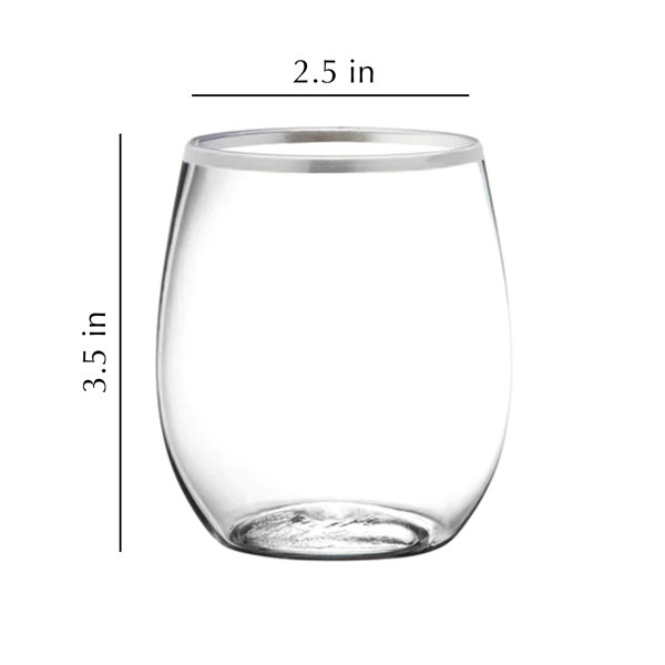 Nicole Fantini Disposable Silver Rim Stemless Plastic Wine Glasses ...