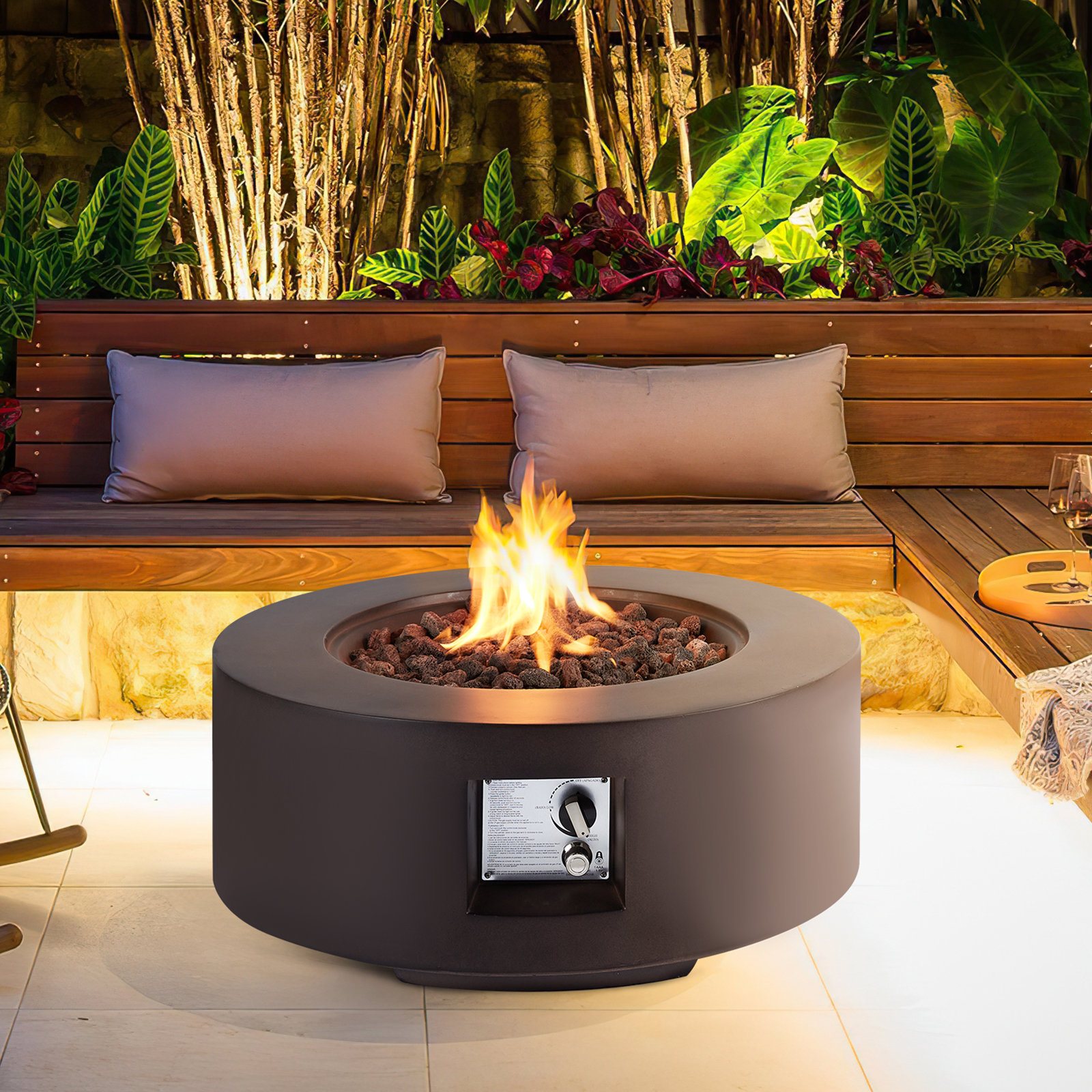 Latitude Run® 30 Inch Outdoor Propane Fire Pit Gas Table 50,000 BTU ...