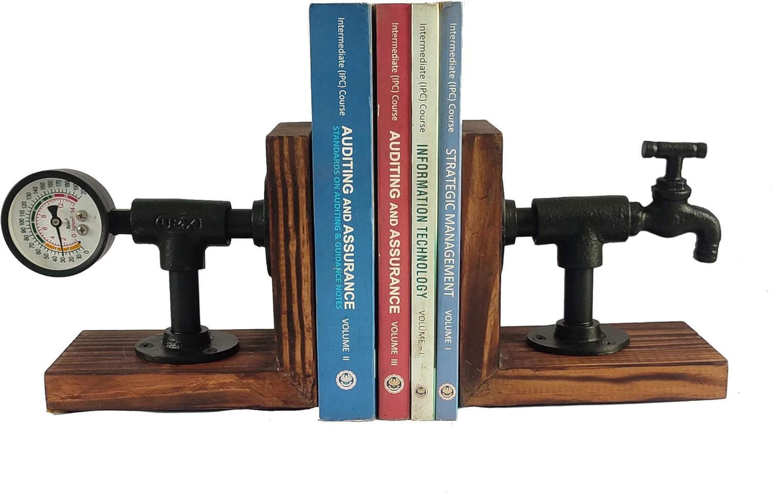 MEBROT Wooden Bookend For Heavy Books, Rustic Bookrest With Modern ...