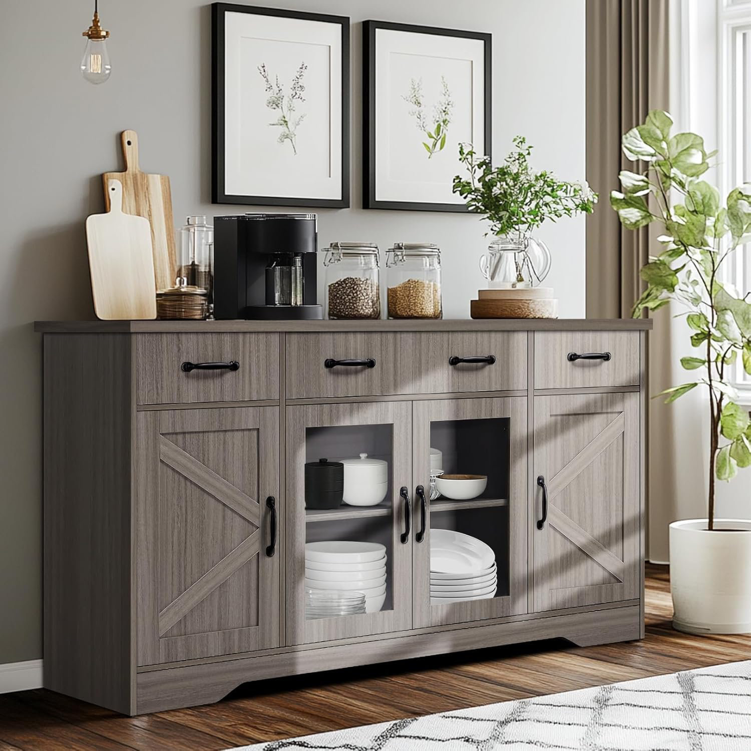 August Grove® 55.12" Wide Sideboard Buffet Tables With 4 ...