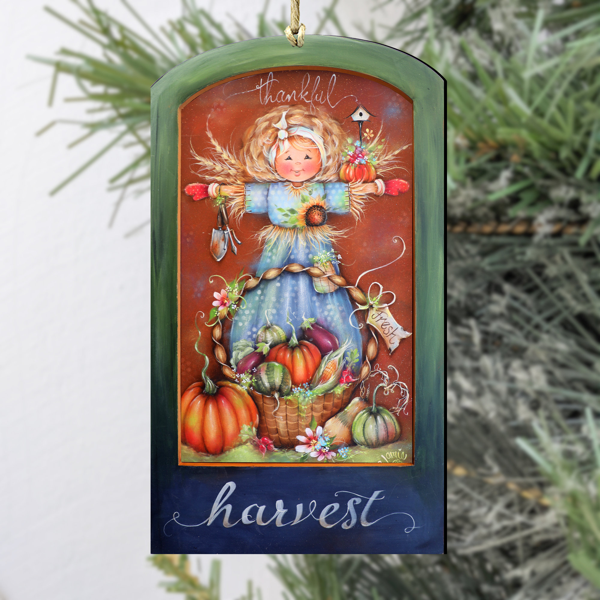 Designocracy Thankful Harvest Wooden Ornament by J. Mills-Price | Wayfair