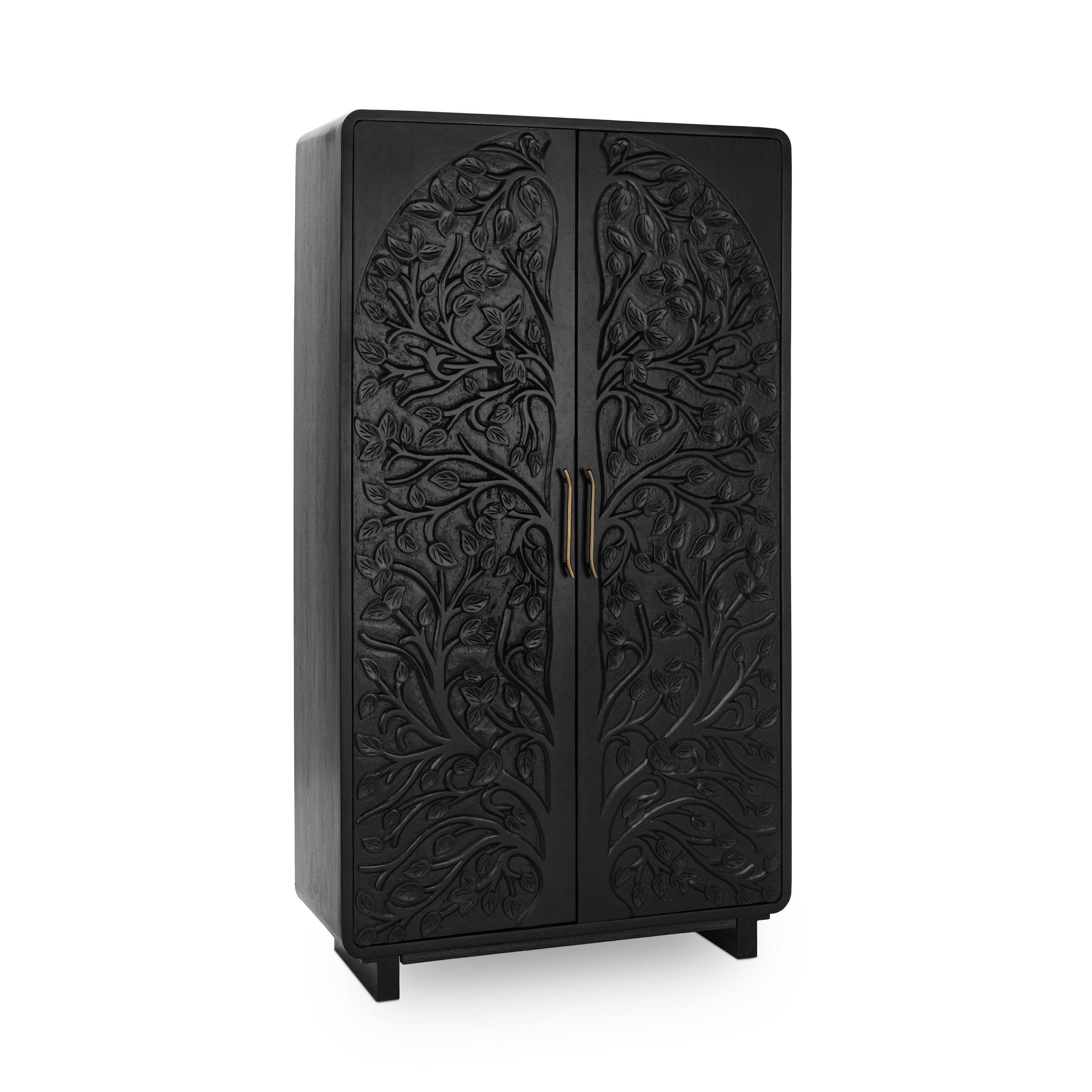 Classic Home Albero Carved Mango Wood Tall Cabinet | Wayfair