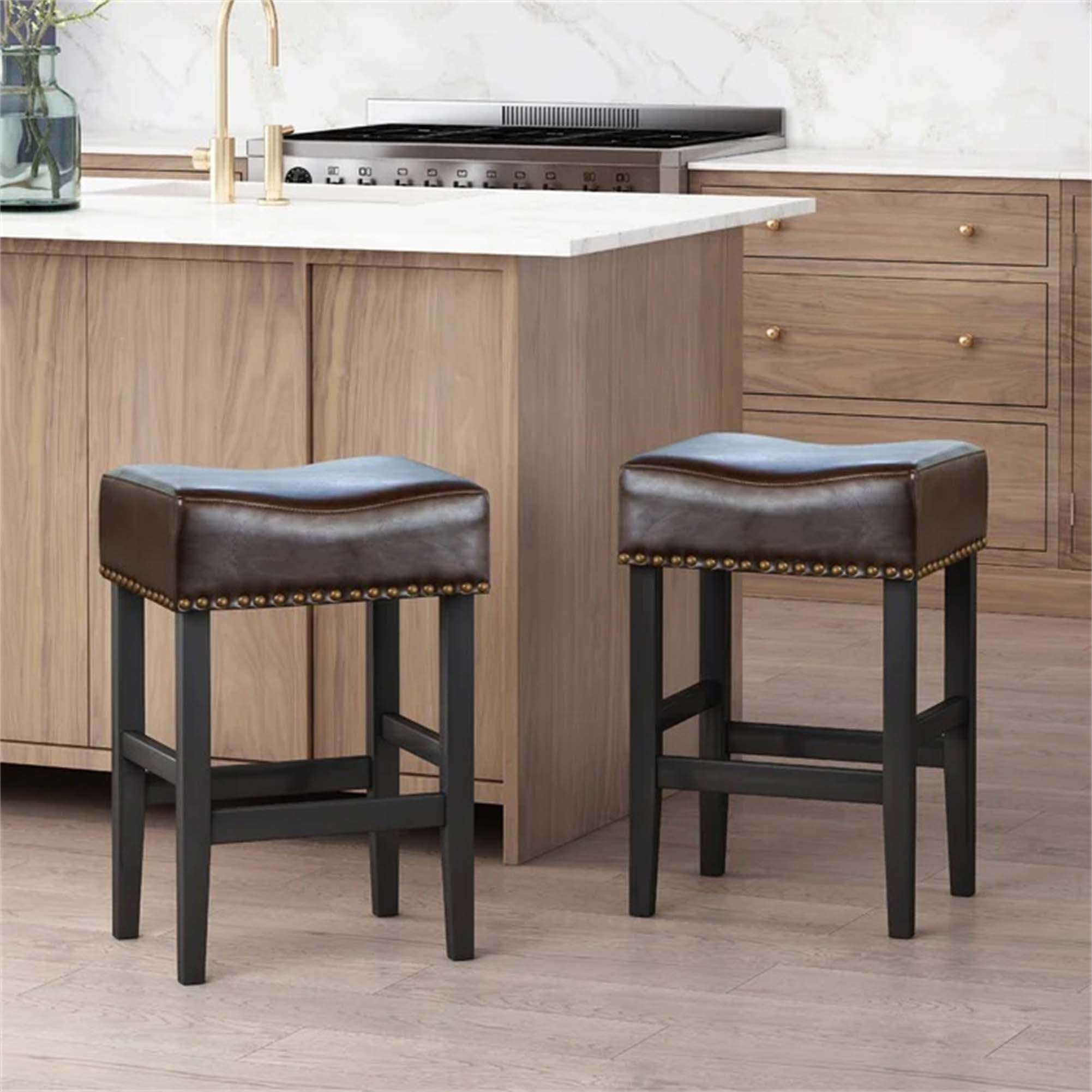 Red Barrel Studio® Backless Counter Stools With Nailhead Trim Saddle ...