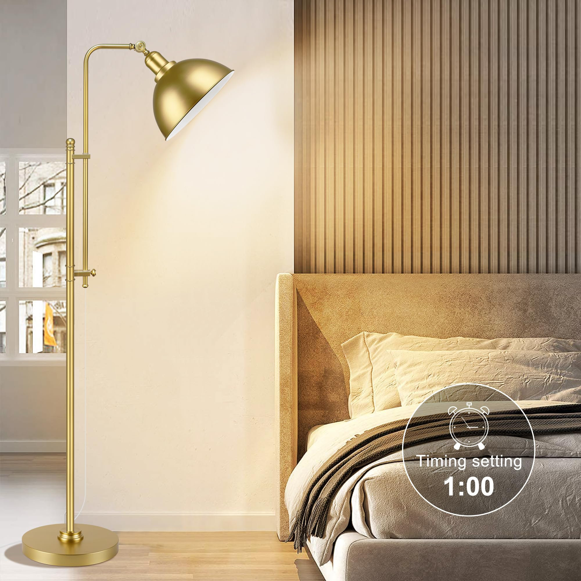 Mercer41 Industrial Floor Lamp Adjustable, Reading Lamp With Remote ...