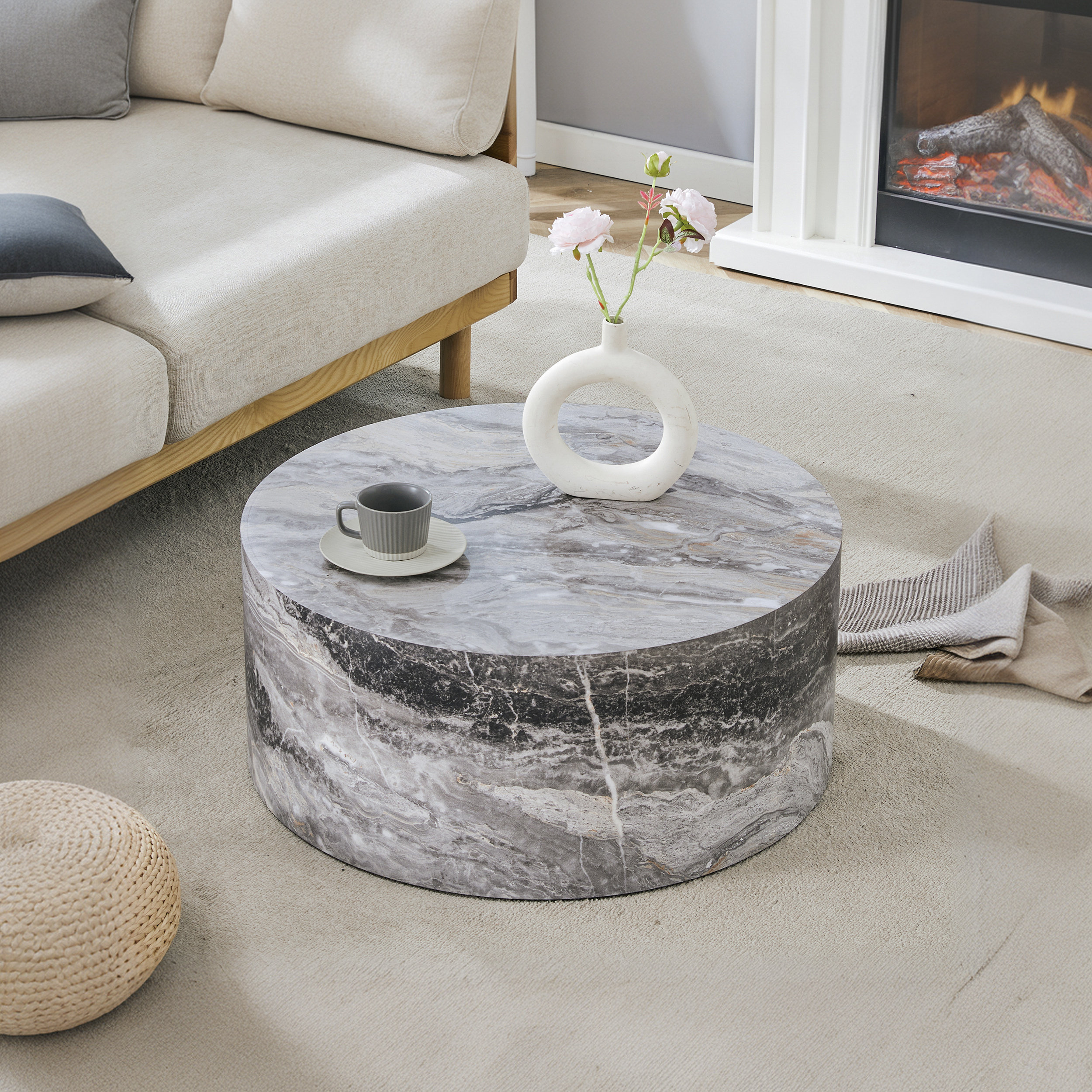 Ivy Bronx Modern Minimalist Cylindrical Coffee Table | Wayfair