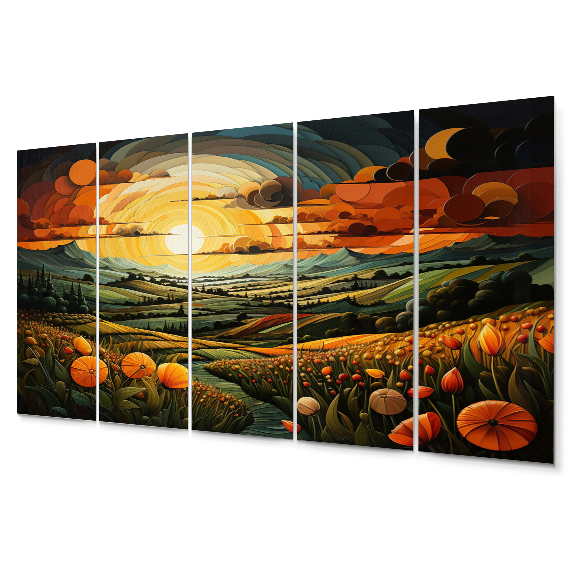Design Art Countryside Geometric Plains I - Landscapes Metal Wall Decor ...