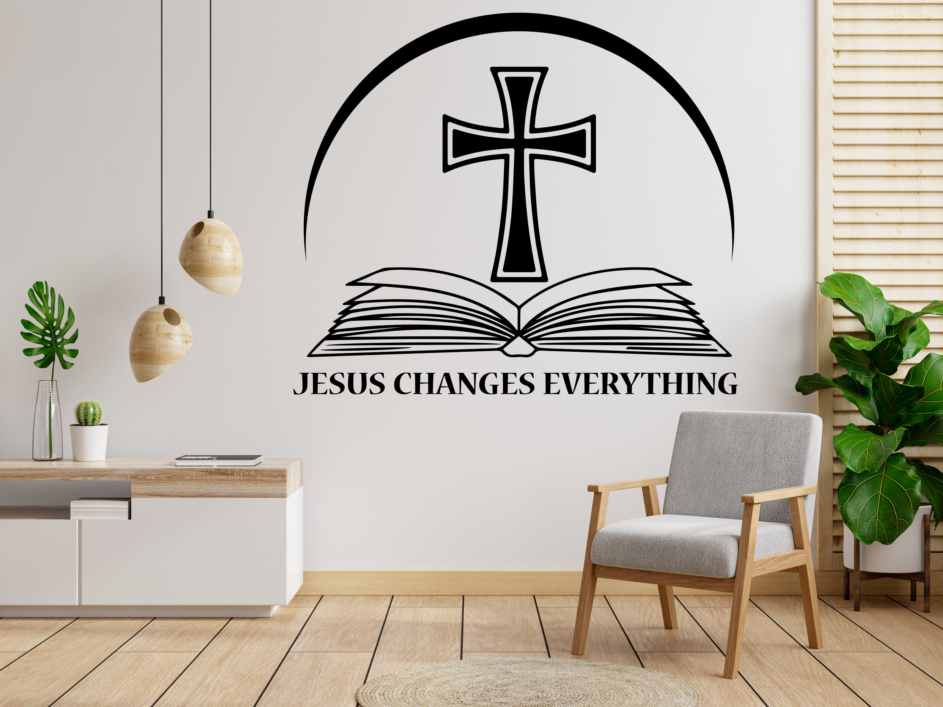 Stickalz Jesus Changes Everything, Religious Wall Sign, Christian Wall ...