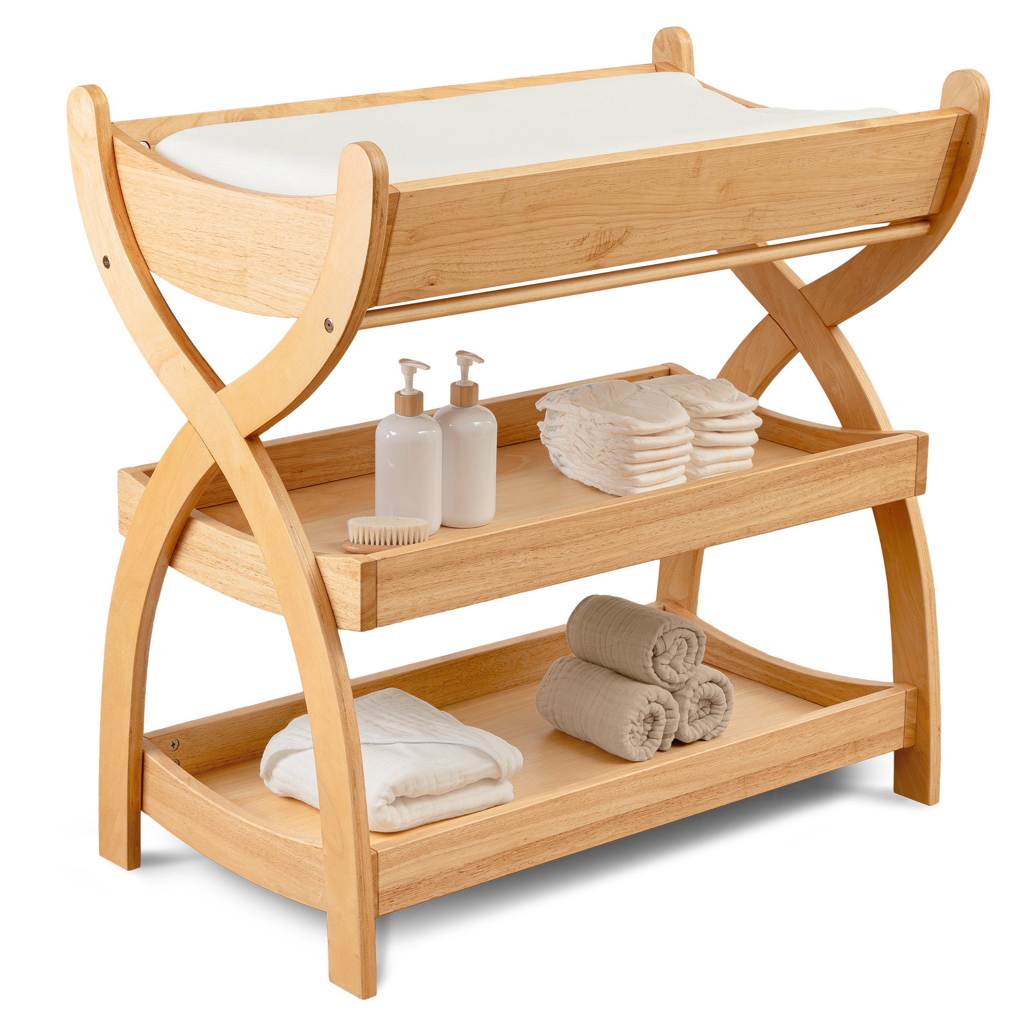 Comfy Cubs Baby Changing Table - Sturdy Wood Construction with Two Open ...