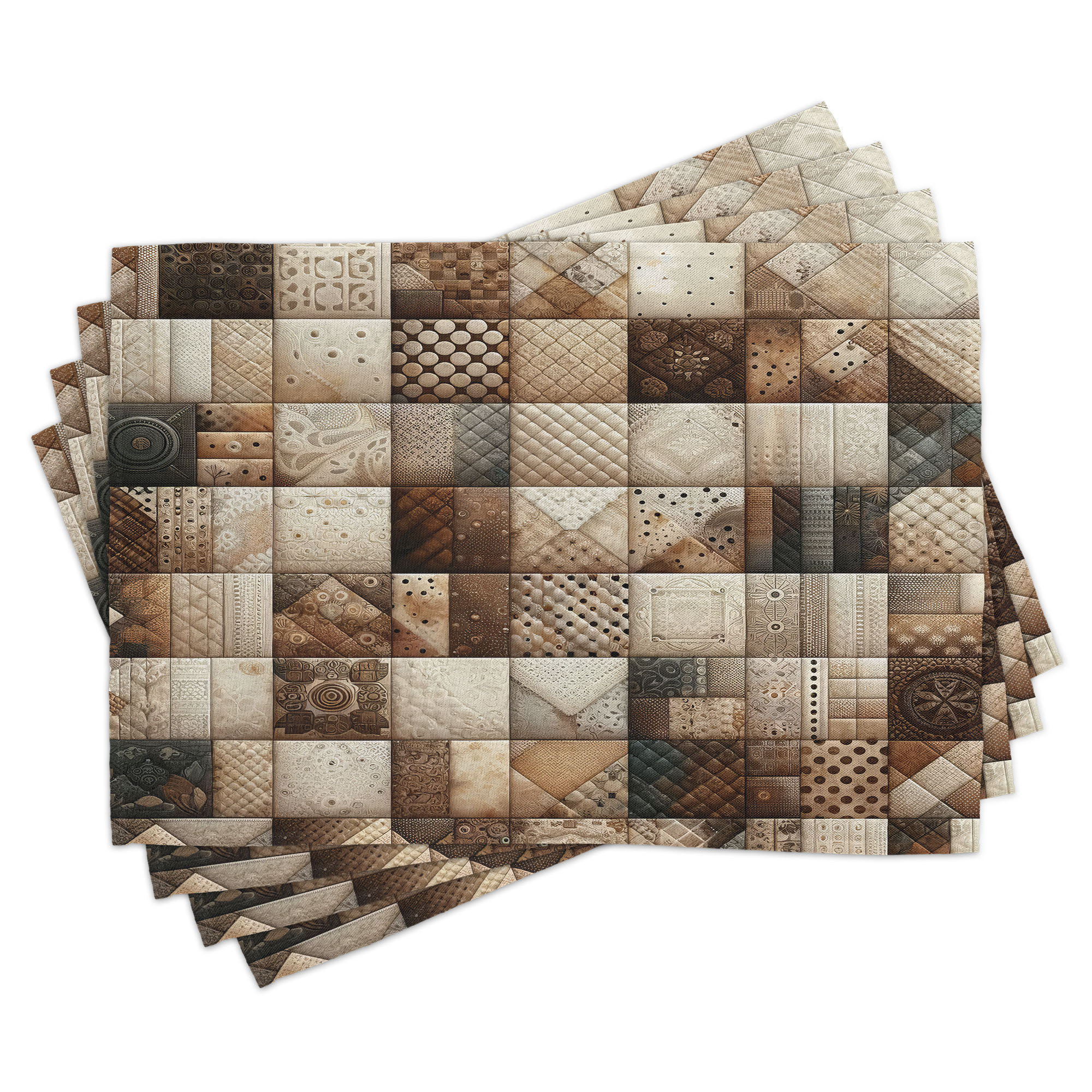 Ambesonne Brown Place Mats Set of 4 Boho Ethnic Patchwork Print ...