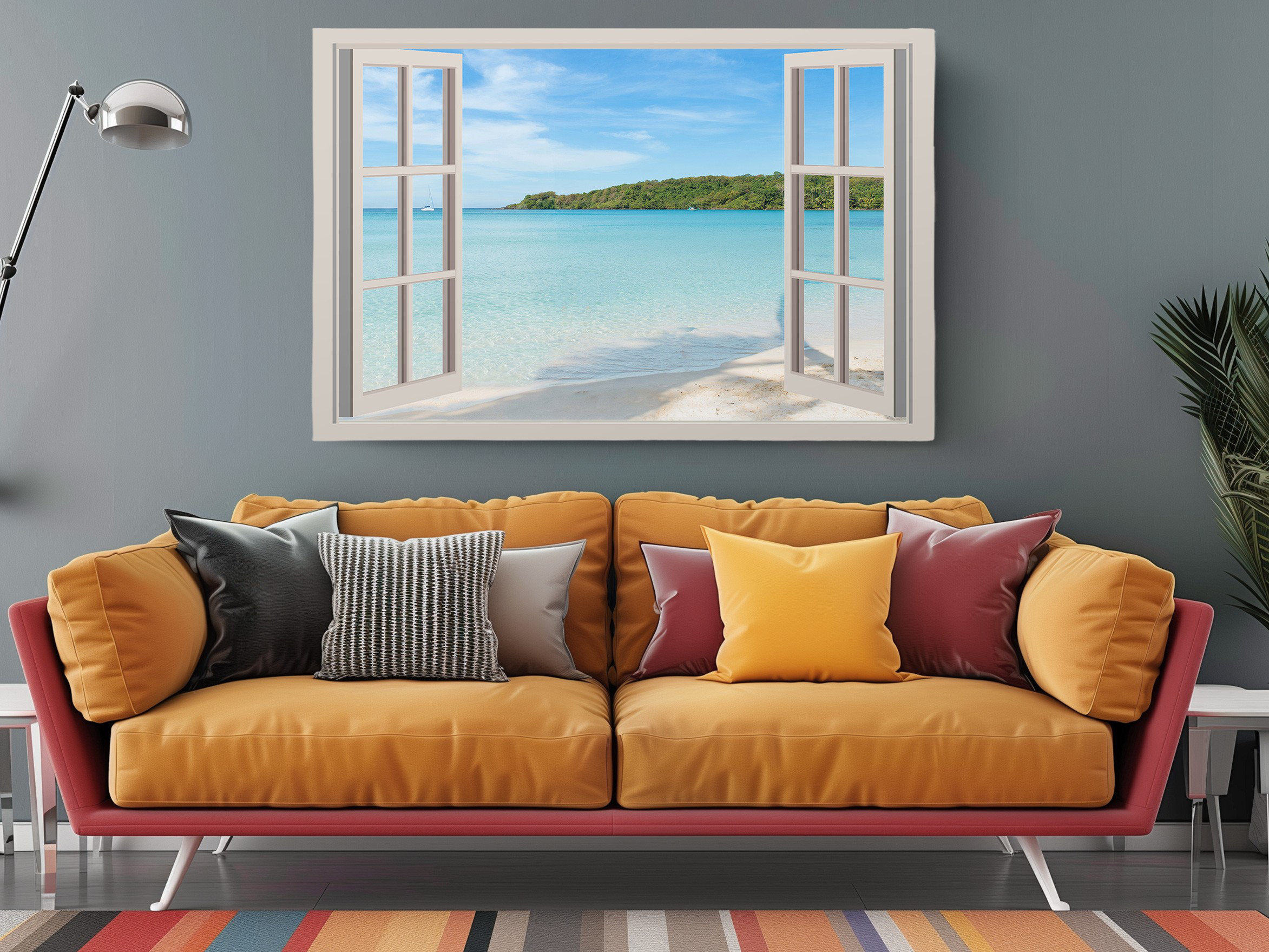 Highland Dunes Beach Island View From Window Canvas Print | Wayfair
