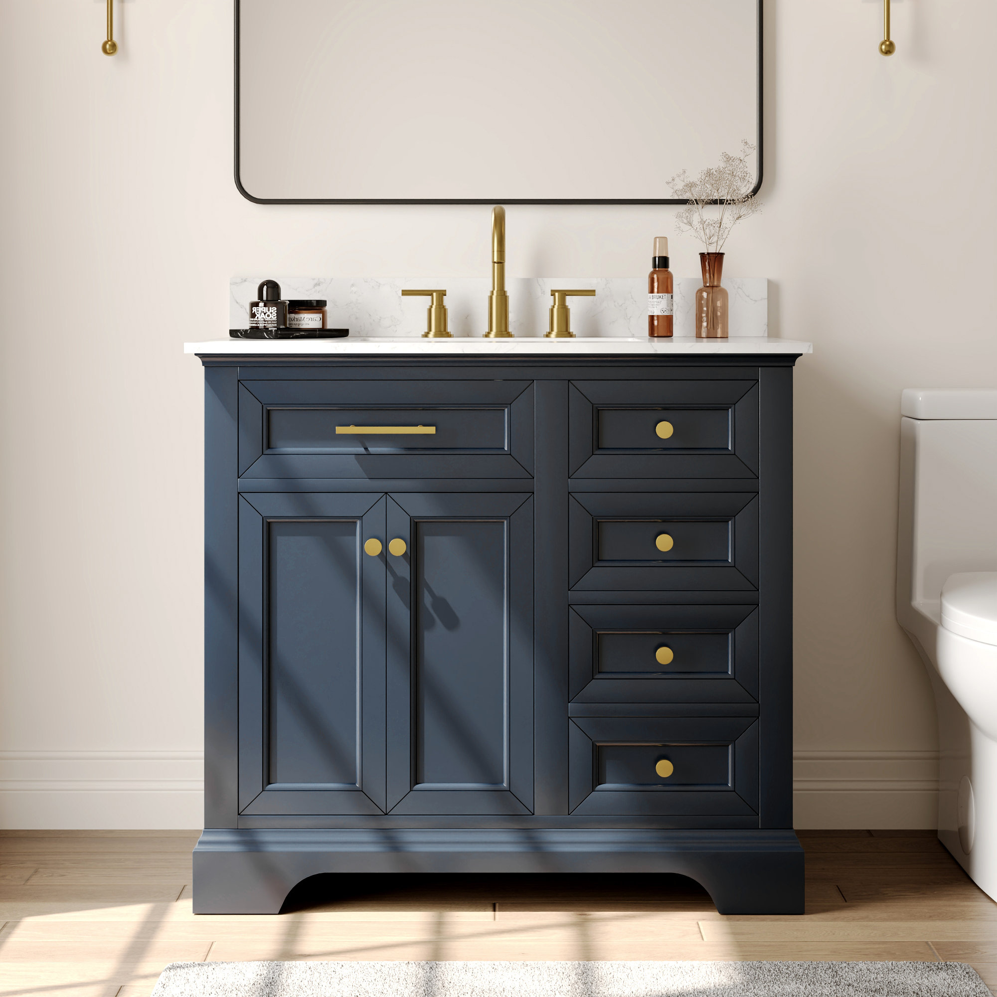 DeerValley 36'' Bathroom Vanity Ceramic Sink Top with Backsplash, Pre ...