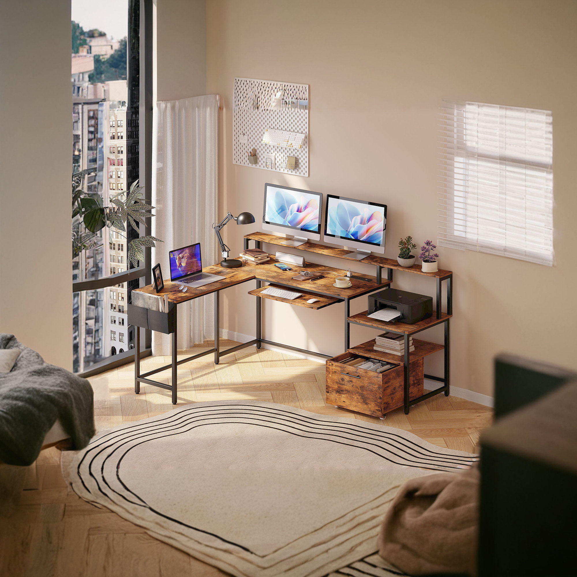 The Twillery Co.® Bilodeau 66.1'' W L-Shape Computer Desk, Corner Home ...