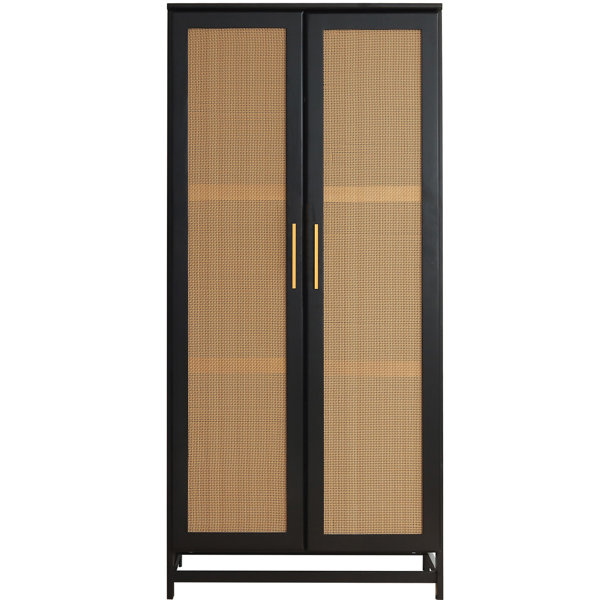 Bay Isle Home™ Albertha Solid Wood Wardrobe Rattan Doors & Reviews ...