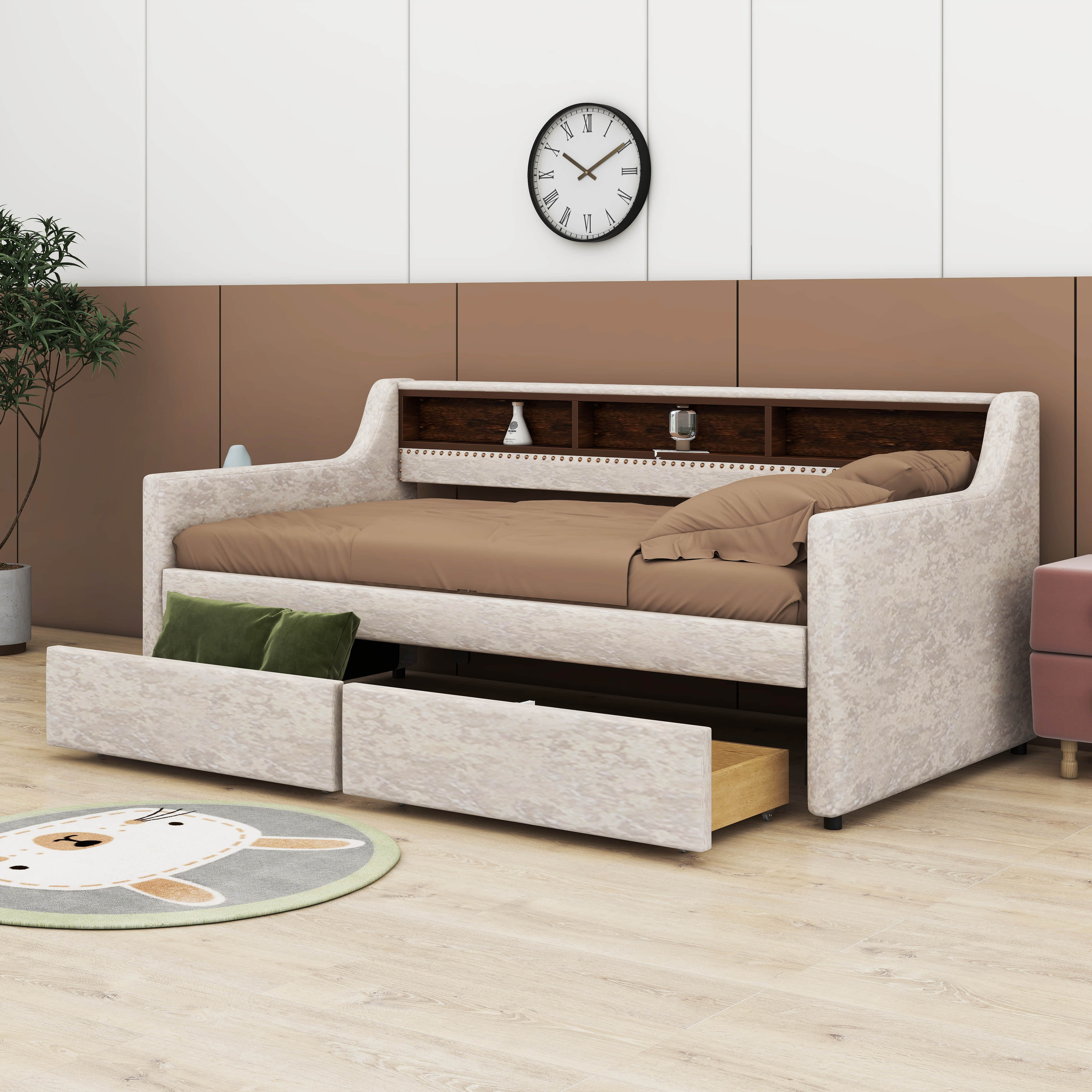 Latitude Run® Nikima Twin Size Snowflake Velvet Daybed with Two Storage ...