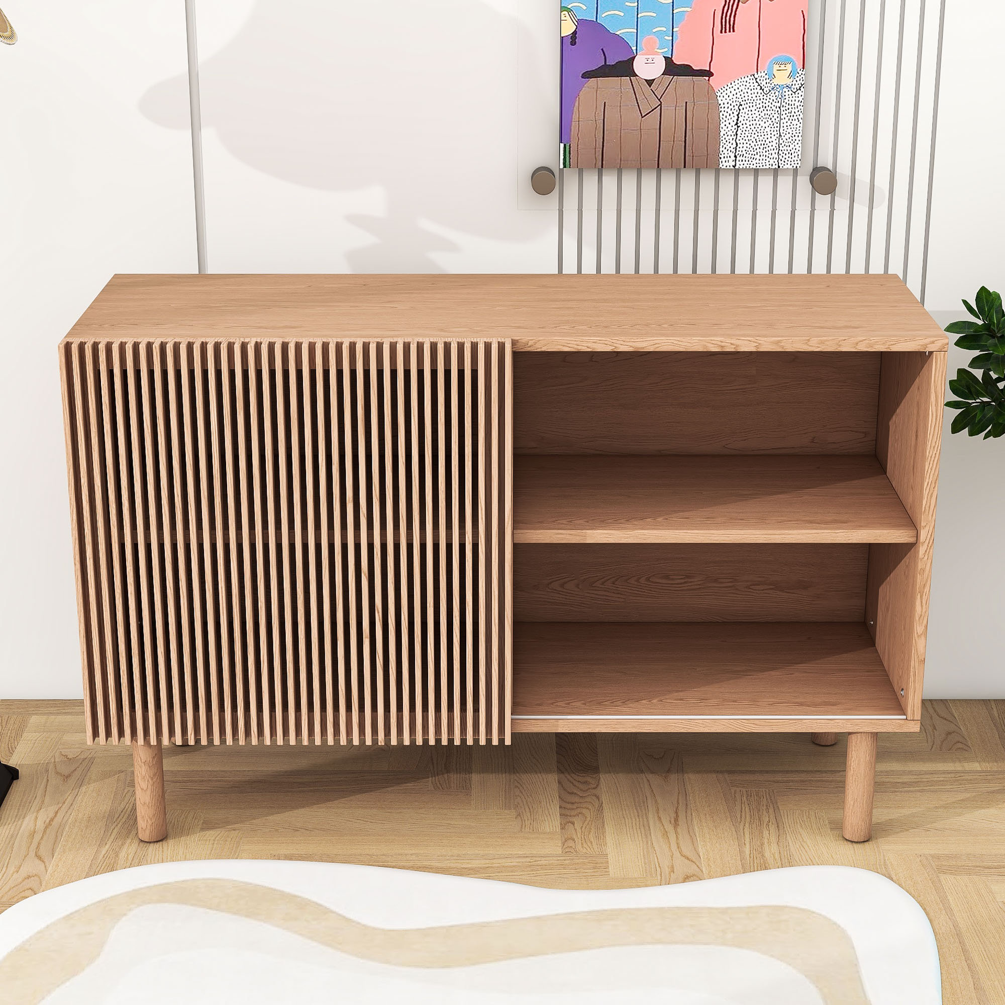 Ebern Designs Wood Sideboard, TV Stand with Large Countertop and Anti ...